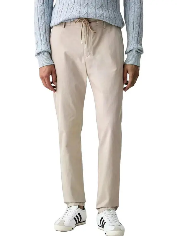 JOOP! Drawstring Waist Logo Patch Trousers - Neutrals