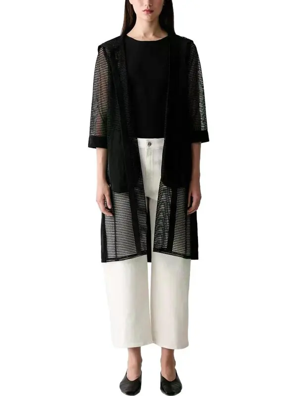 Joseph Ribkoff Hooded Mesh Panel Jacket - Black