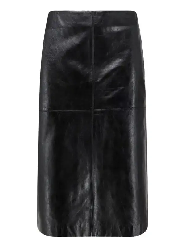 Soeur Gwen Leather Midi Skirt - Black