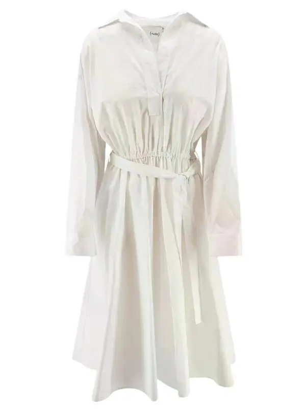NUDE Elasticated Waist Midi Shirt Dress - Neutrals