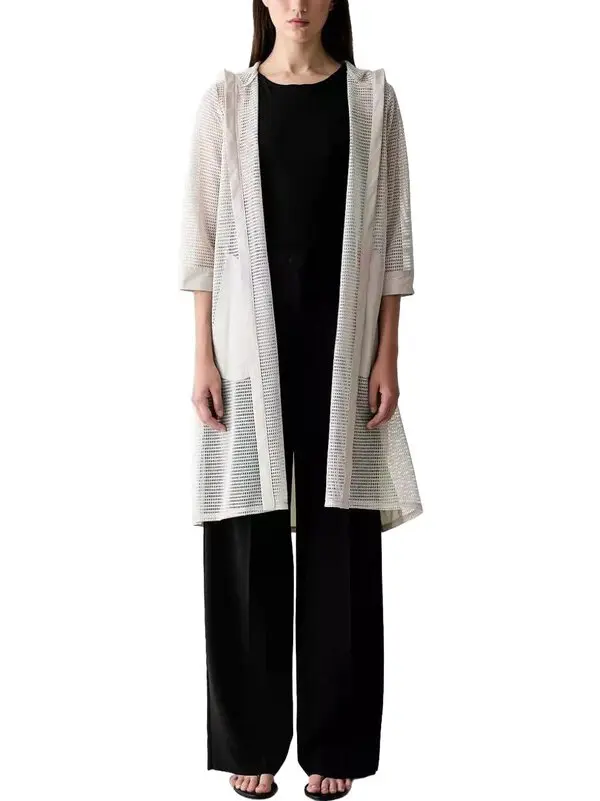 Joseph Ribkoff Hooded Mesh-panelled Jacket - White