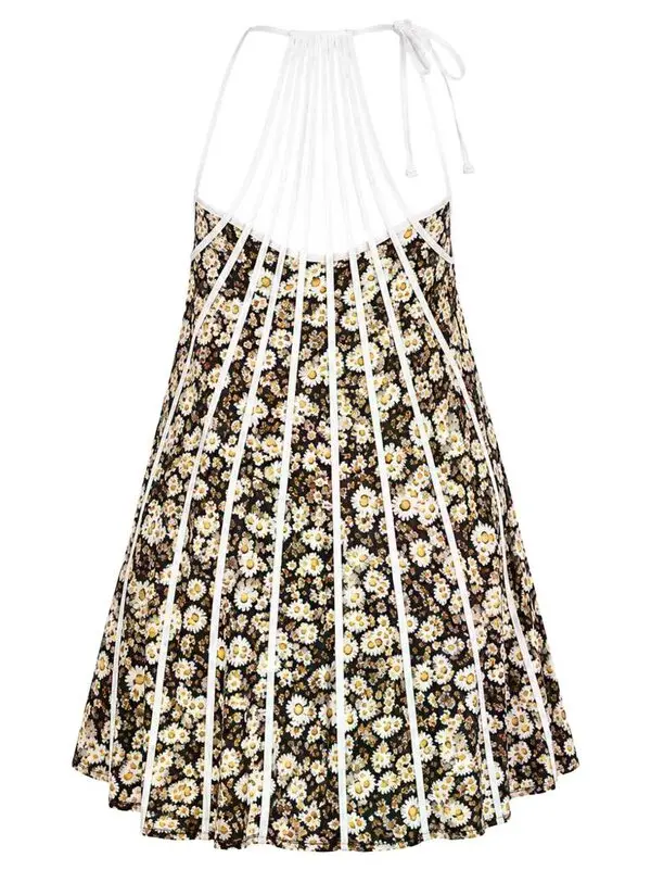 Stella McCartney Sophie Daisy-print Halterneck Mini Dress - Black