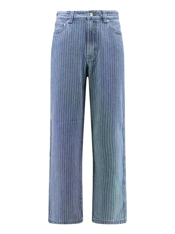 POMPEII Striped Straight-leg Jeans - Blue