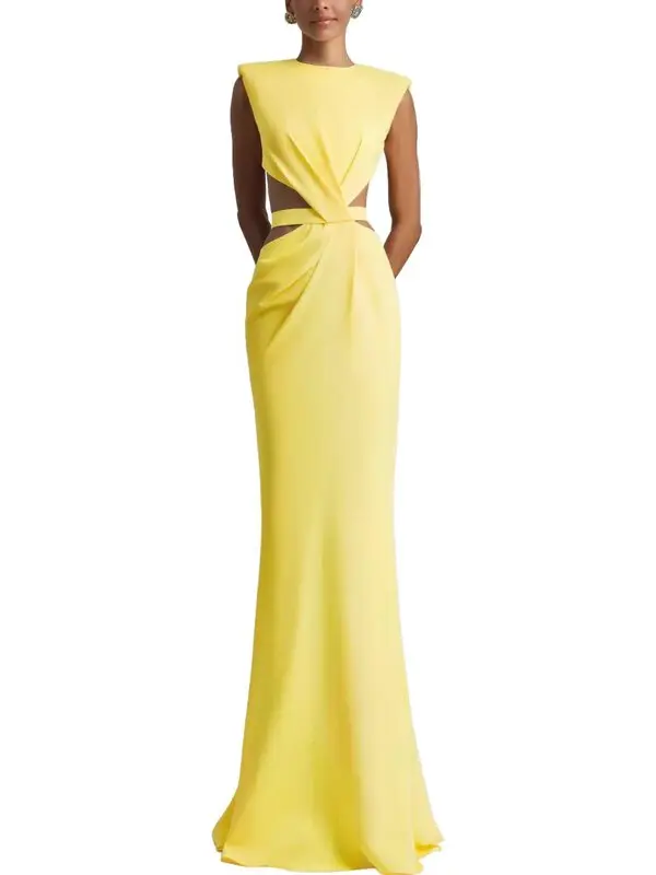 GEMY MAALOUF Cut-out Twisted-detail Maxi Dress - Yellow
