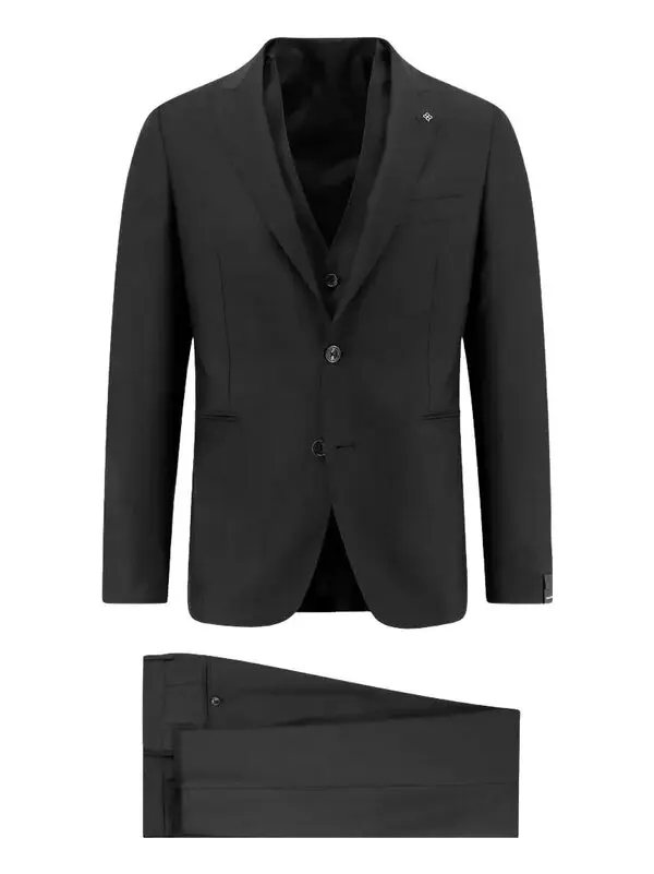 Tagliatore Lapel-pin Suit - Black