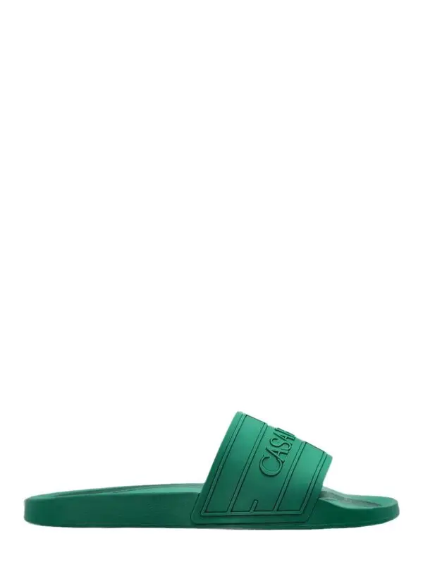 Casablanca Logo-embossed Slides - Green