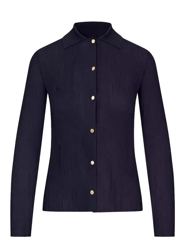 Max Mara Ribbed-knit Button-down Cardigan - Blue