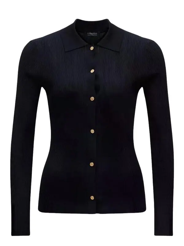 Max Mara Ribbed Knit Button-down Cardigan - Blue
