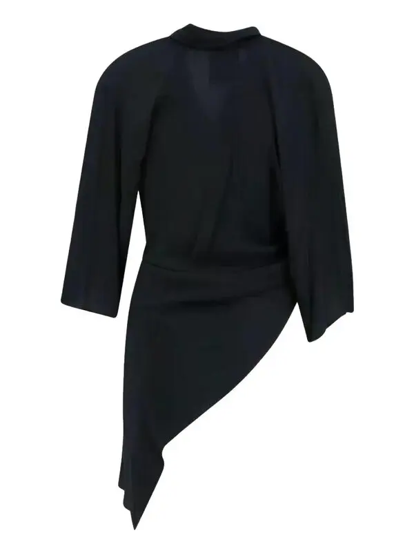 SEMICOUTURE Draped Asymmetric Hem Top - Black