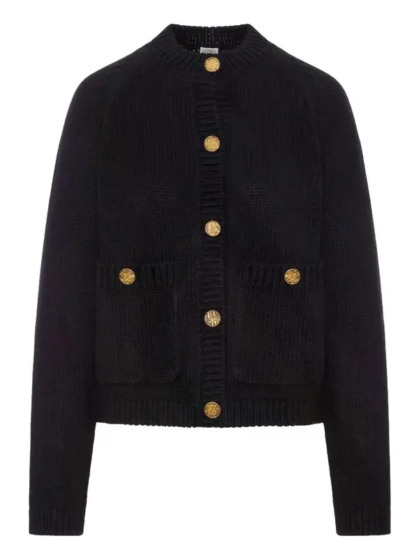 TOTEME Button-up Chunky-knit Cardigan With Gold-tone Buttons - Black