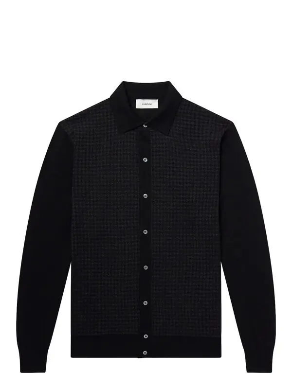 LARDINI Fresco Wool Cardigan - Black