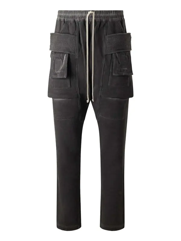 Rick Owens Creatch Straight-leg Cotton-blend Jersey Cargo Sweatpants - Gray