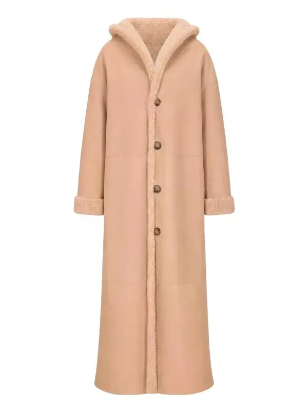 LA ROSE Reversible Shearling Coat - Neutrals