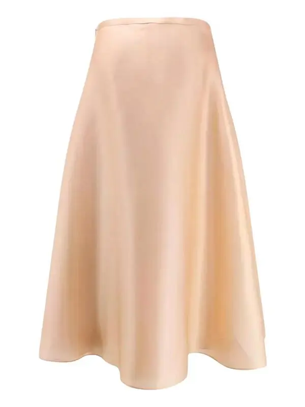 Alberta Ferretti Flared Silk Midi Skirt - Pink