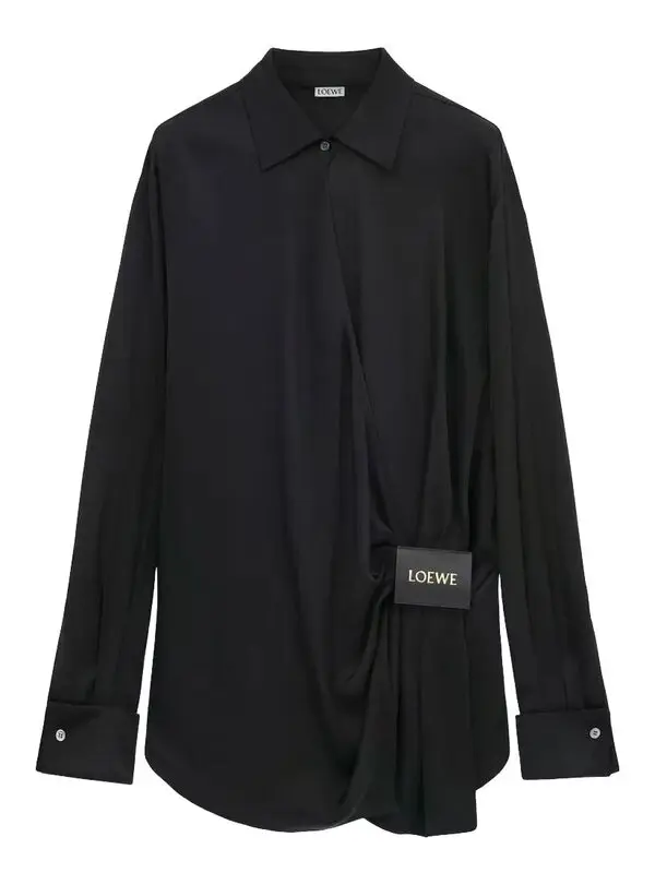 Loewe Draped Shirt In Silk - Black