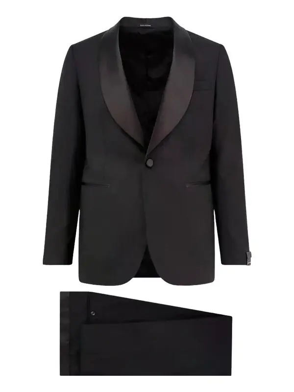 Tagliatore Satin-trim Wool Suit - Black