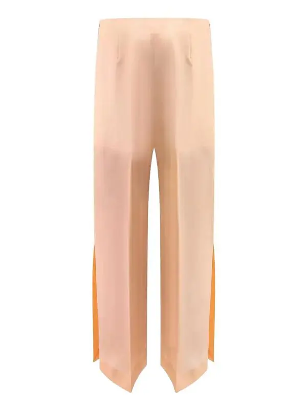 Alberta Ferretti Side-slit Silk Trousers - Neutrals