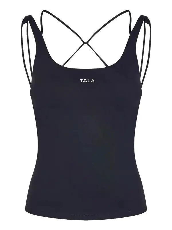 TALA Logo-print Crossover-strap Top - Blue