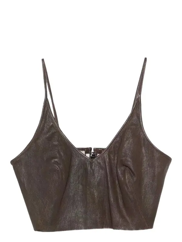 Rick Owens Leather Crop Top - Brown