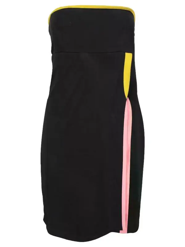 Versace 1997 Mini Strapless Colour-block Dress - Black
