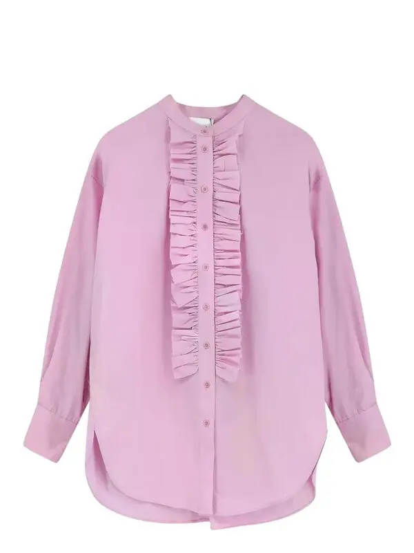 NUDE Ruffled-trim Cotton Shirt - Pink