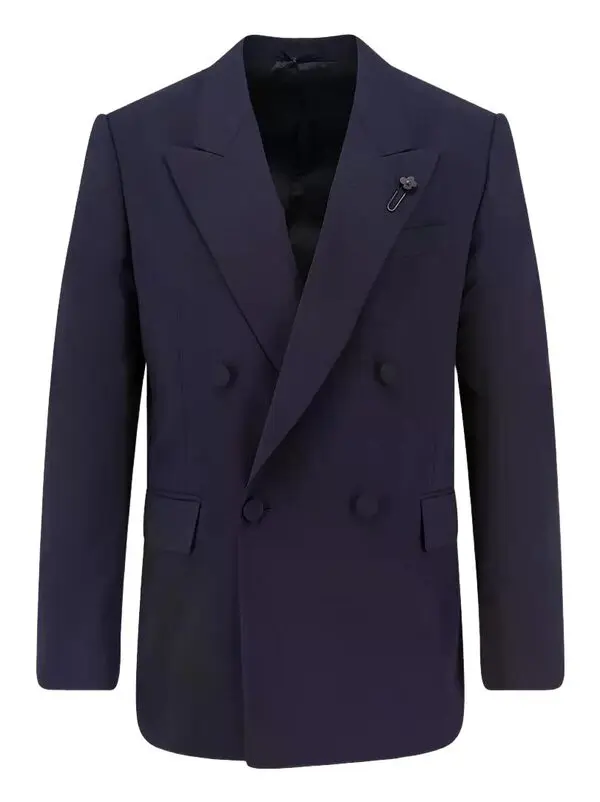 LARDINI Double-breasted Tuxedo Blazer - Blue