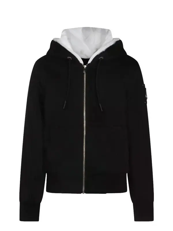 Moose Knuckles Drawstring Hoodie With Logo Patch - Black