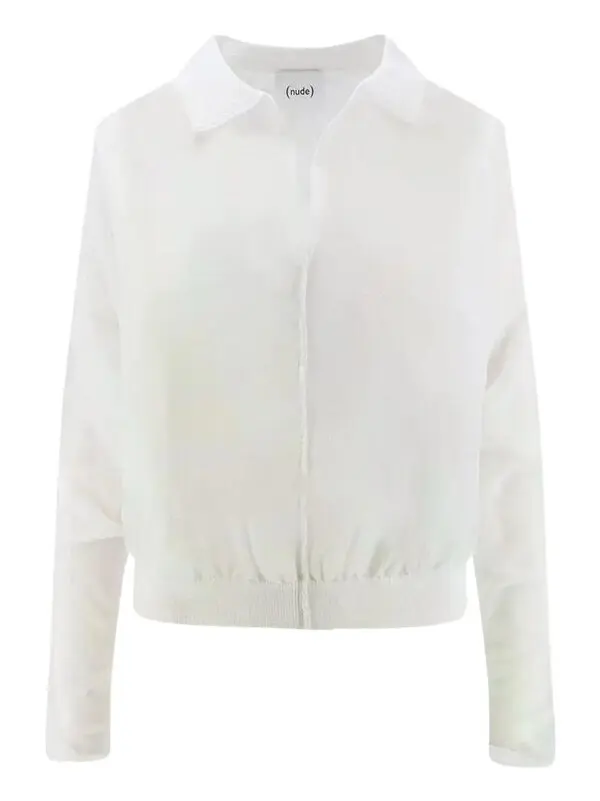 NUDE Ribbed-trim Polo-collar T-shirt - White