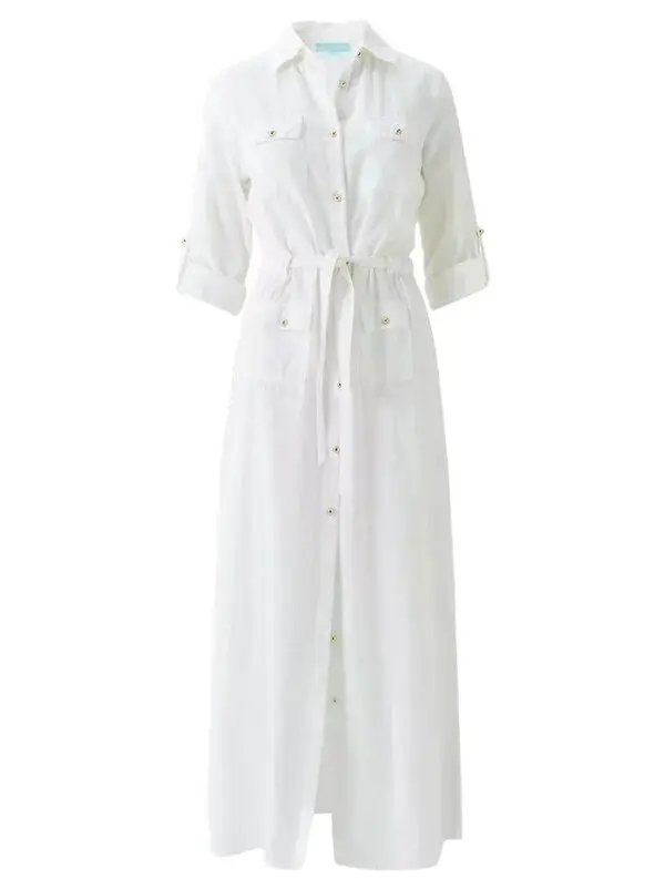 Melissa Odabash Belted Button-up Midi Dress - White