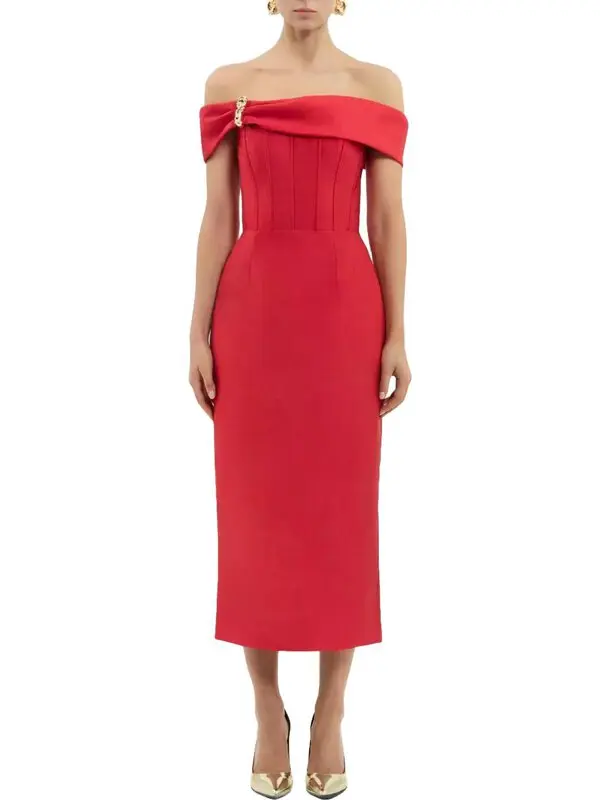 Rebecca Vallance Esmerald Midi Dress - Red