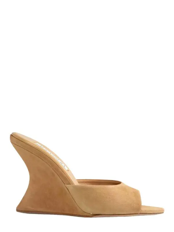 AQUAZZURA Bisous Wedge Mules - Brown