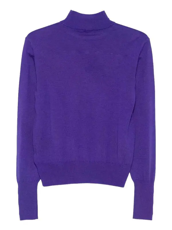 Patrizia Pepe Embellished Turtleneck Sweater - Purple