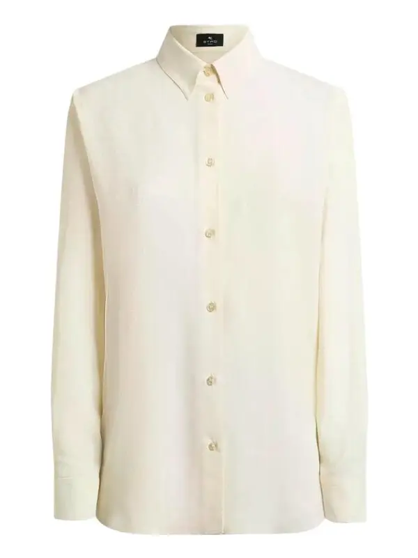 Etro Silk-blend Jacquard Shirt With Paisley Motif - Neutrals