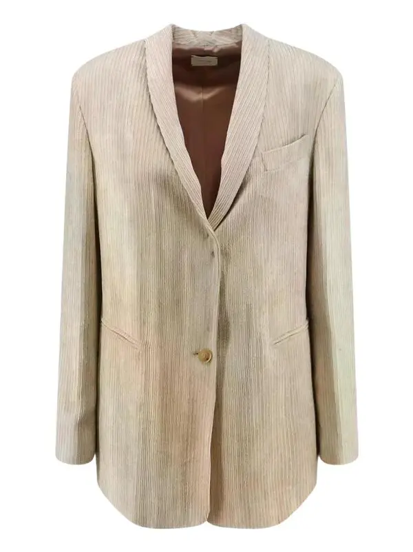 ALYSI Corduroy Shawl-lapel Blazer - Neutrals