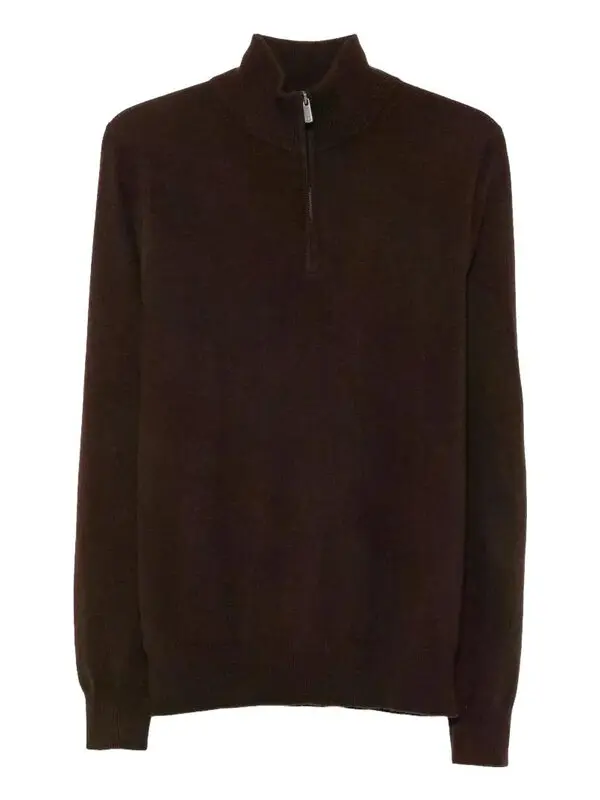 Eric Bompard Zip-neck Cashmere Knit - Brown