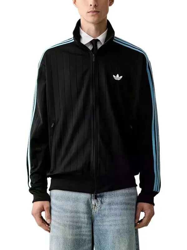 Adidas Firebird Stripe-detail Zip-up Sweatshirt - Black