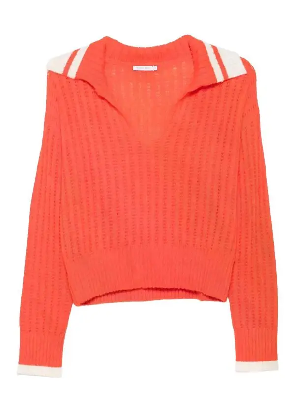 Patrizia Pepe Open-knit Sweater With Stripe Detail - Orange