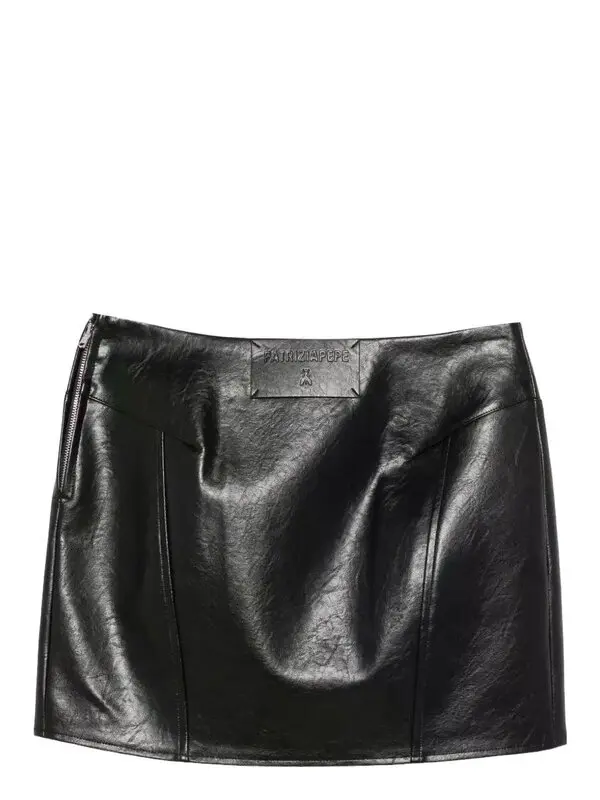 Patrizia Pepe Coated Logo Patch Skirt - Black