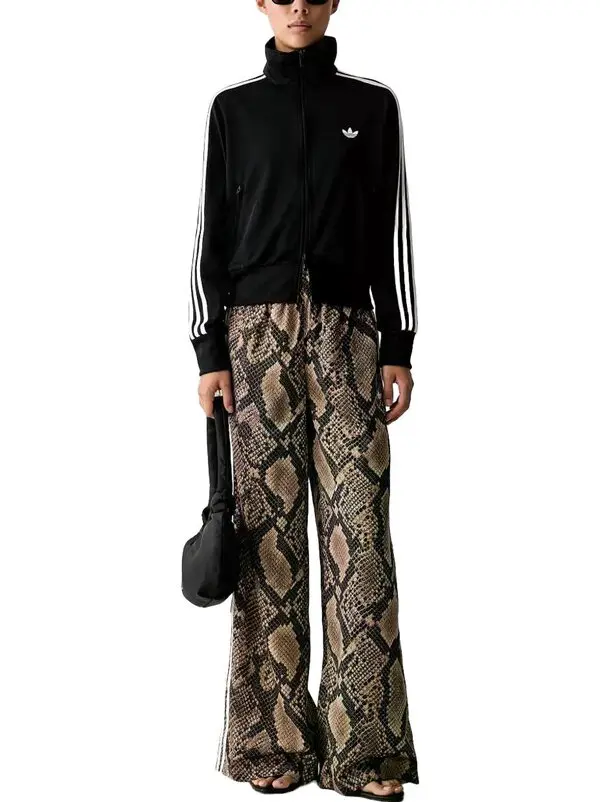 Adidas Wide Leg Snake Print Track Pants - Brown