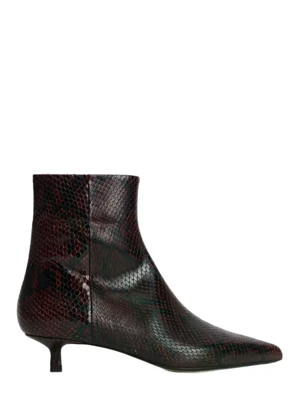 AeydĒ Snakeskin-effect Pointed-toe Ankle Boots - Red