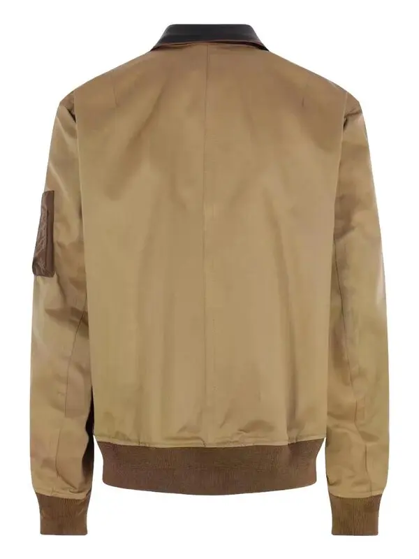Sacai Leather-collar Zip-up Jacket - Neutrals