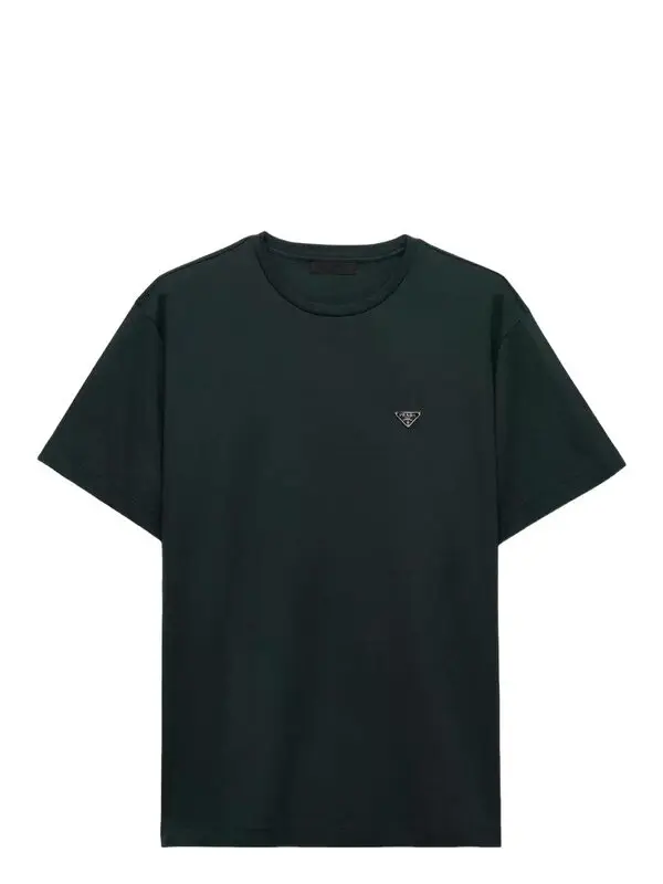Prada Logo-plaque Cotton T-shirt - Green