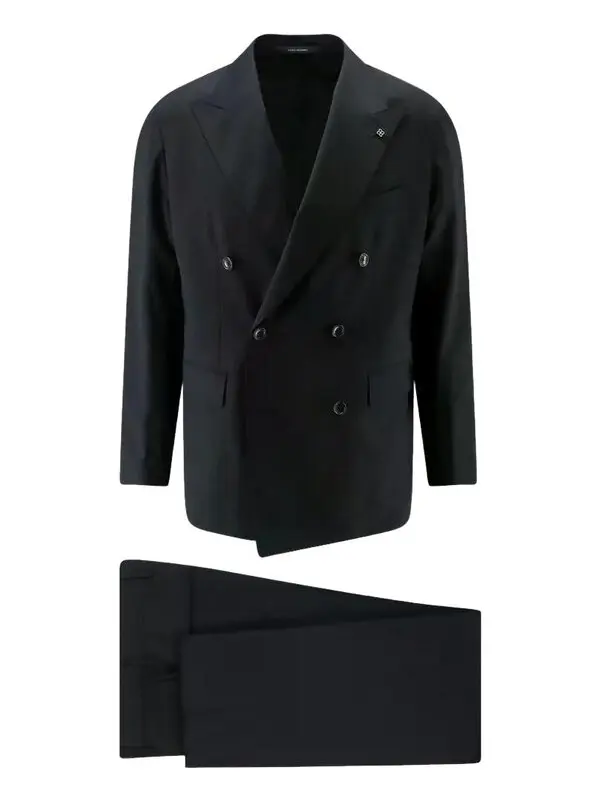 Tagliatore Peak-lapel Double-breasted Suit - Black