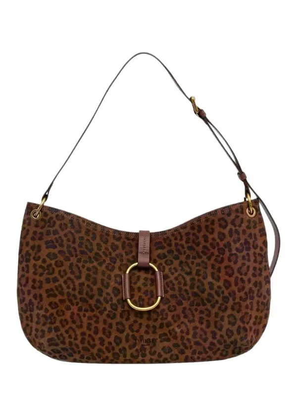 TWINSET Leopard-print Buckle-detail Shoulder Bag - Brown