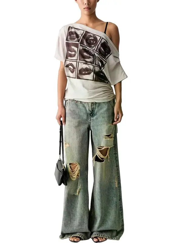 Miss Sixty Distressed Flared Jeans - Blue