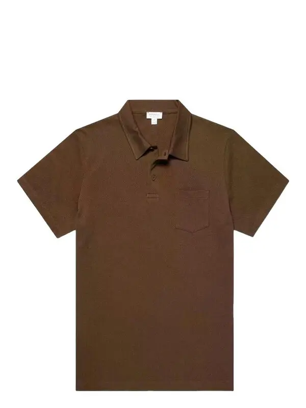 Sunspel Rivieira Polo Shirt - Brown