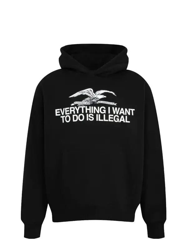 PLEASURES Illegal Graphic-print Drawstring Hoodie - Black