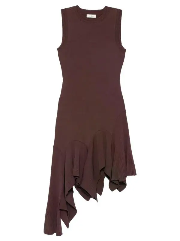 Sandro Asymmetric Ruffled Mini Dress - Brown