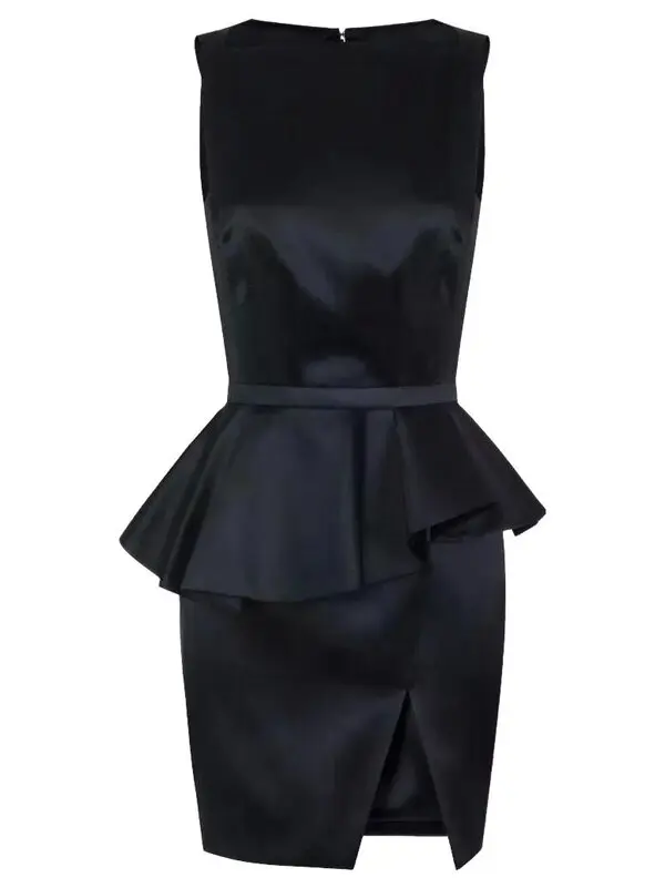 Elisabetta Franchi Mini Dress In Gazar With Asymmetrical Flounce - Black