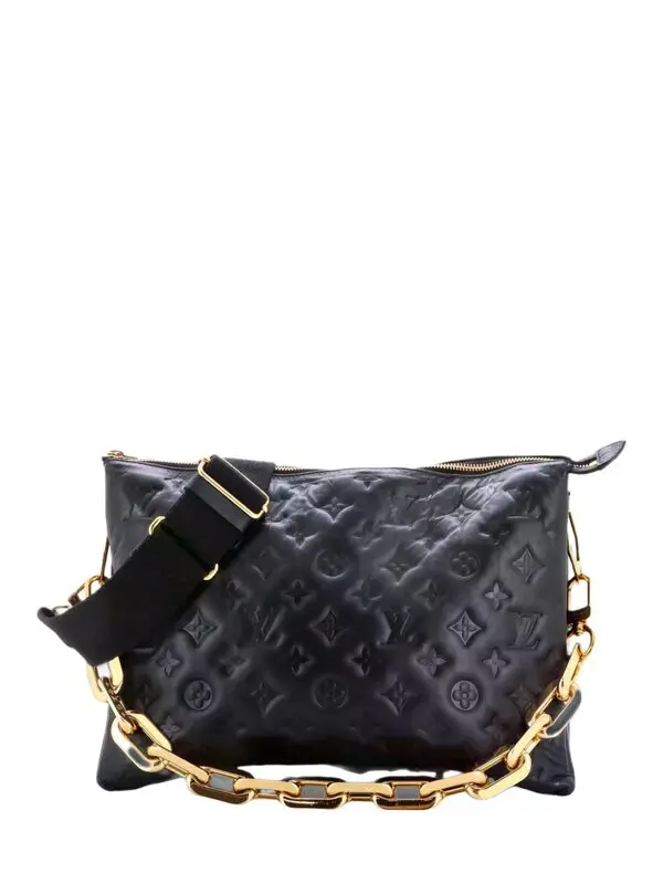 LOUIS VUITTON Coussin Bag Monogram Embossed Lambskin Mm Crossbody Bag - Black